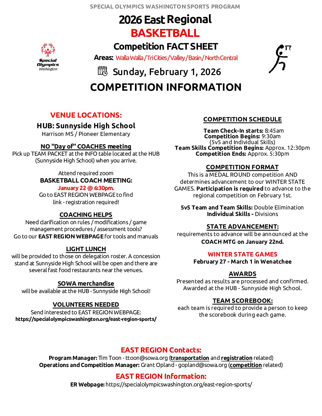 Special Olympics WashingtonSunnyside Regional Competition Fact Sheet ...